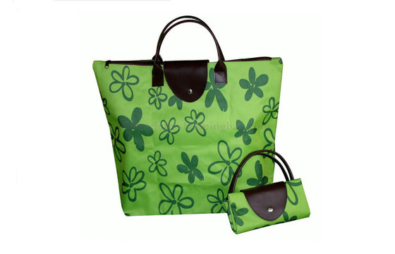 Red green 600D lightweight rolling foldable shopping bag for exhibition