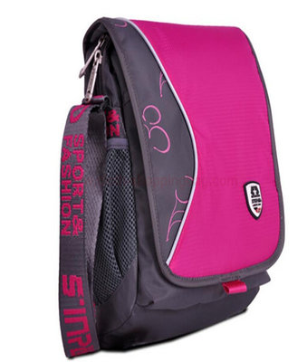 Pink nylon shoulder hiking bag for outdoor sports  , canvas tote handbag