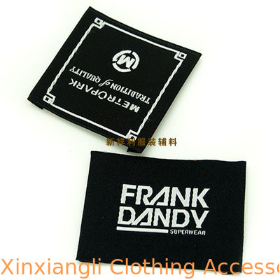 Black And White Woven Clothing Labels For Burn Edge Waterproof Durable