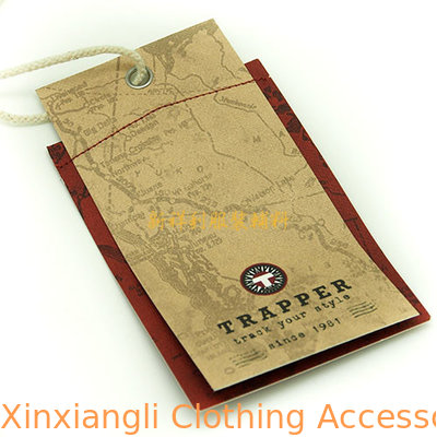 Brown Color Personalized Swing Tag Labels With Print Logo For Teenager Jeans