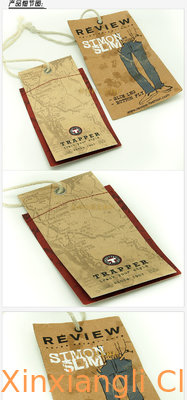 Brown Color Personalized Swing Tag Labels With Print Logo For Teenager Jeans