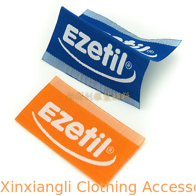 White Taffeta Woven Custom Clothing Brand Labels With Centre Fold Eco Friendly