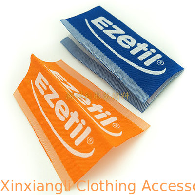 White Taffeta Woven Custom Clothing Brand Labels With Centre Fold Eco Friendly