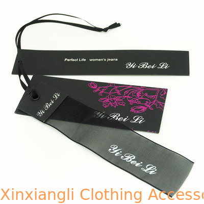 Clothes Hang Tags Labels With Ribbon String For Lady Coat / Dress 4x8.5cm 5x9cm