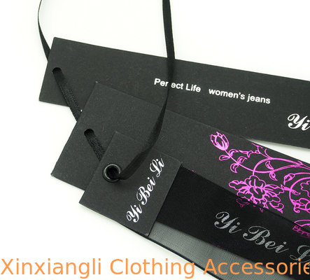 Clothes Hang Tags Labels With Ribbon String For Lady Coat / Dress 4x8.5cm 5x9cm