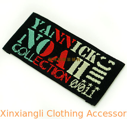Colorful End Folded Custom Woven Fabric Labels , Soft Woven Garment Labels