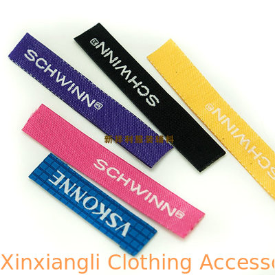 Colored Damask Apparel Brand Woven Labels , Woven Name Labels For Clothing