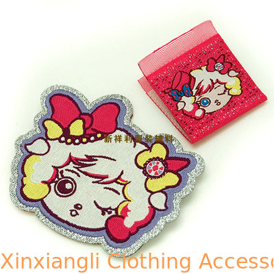 Lovely Hot Melt Adhesive Woven Clothing Labels Iron On Backing With Laser Cut