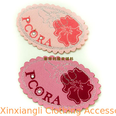 Lovely Hot Melt Adhesive Woven Clothing Labels Iron On Backing With Laser Cut