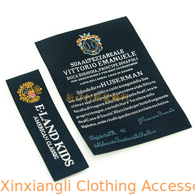 Fashion Woven Name Labels For Clothing , Woven Product Labels Smooth Surface