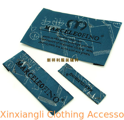 Customized Damask Woven Clothing Labels / Woven Garment Tags High Density