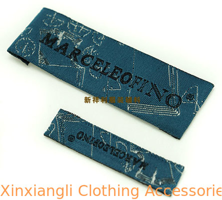 Customized Damask Woven Clothing Labels / Woven Garment Tags High Density