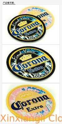 Round Woven Decorative Clothing Patches , Clothes Badges And Patches