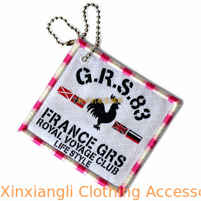 Square Woven Clothing Patches With Hang Chain Custom Logo Printable