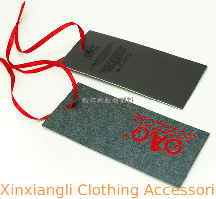 Rectangle Clothing Hang Tags With Deboss Logo , Brand Sewing Tags For Business