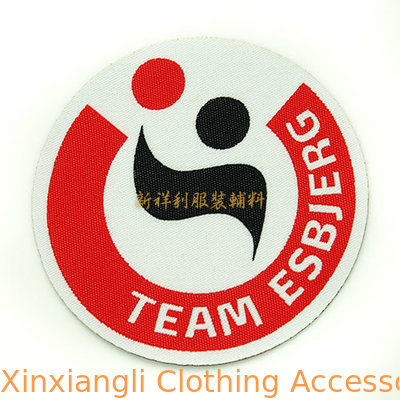 Cotton / Polyester Colorful Custom Woven Patches Low Minimum Fashion Design
