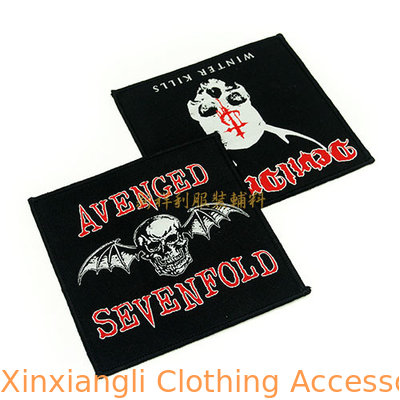 Smooth Shiny Surface Custom Woven Patches For Clothing 100% Polyester Material
