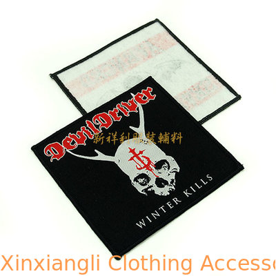 Smooth Shiny Surface Custom Woven Patches For Clothing 100% Polyester Material