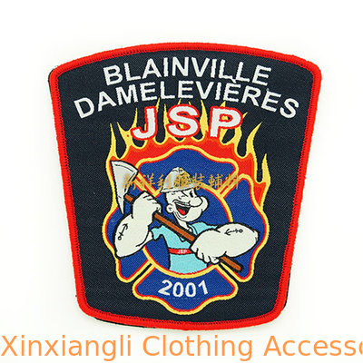 Polyester Woven Clothing Badges Patches Iron On Backing / Heat Seal Backing