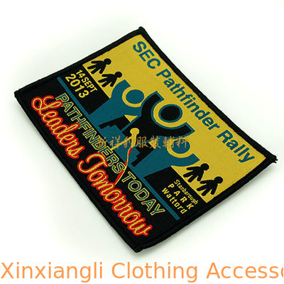 Square Woven Custom Clothing Patches , Iron On Badges For Clothes