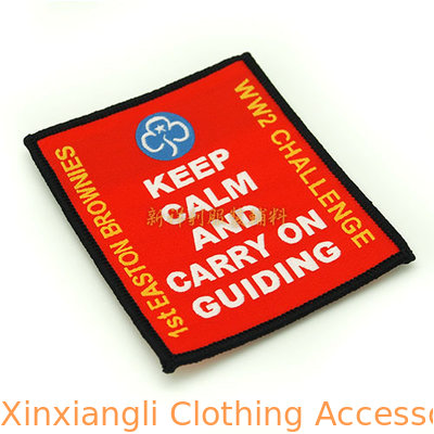 Square Woven Custom Clothing Patches , Iron On Badges For Clothes