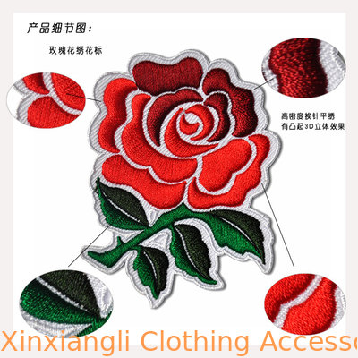 Embroidered Applique Patches with Embossed On Flower Decoration Custom Size