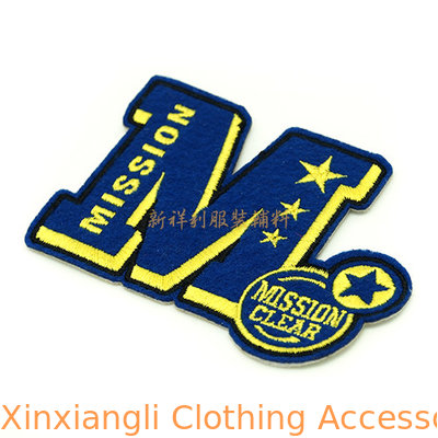 Letter Shaped Clothing Embroidered Patches Heat Seal / Velcro / Adhesive Backing