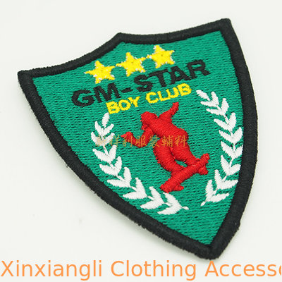Iron On Backing Custom Made Embroidered Badges For Clothing OEM / ODM Service