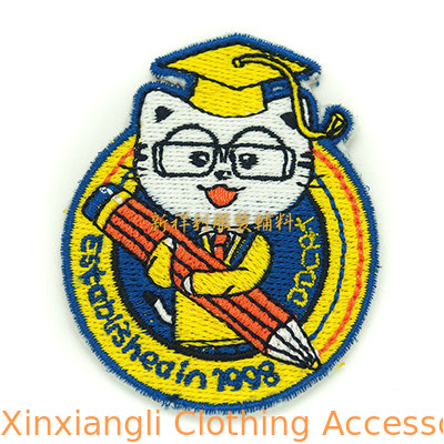 Heat Press Custom Embroidered Emblems For Garment Iron On Backing