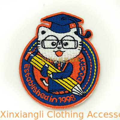 Heat Press Custom Embroidered Emblems For Garment Iron On Backing