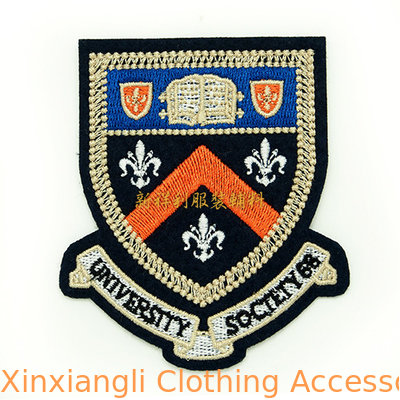 Classical Custom Made Embroidered Patches For Clothing / Hat Iron On Backing