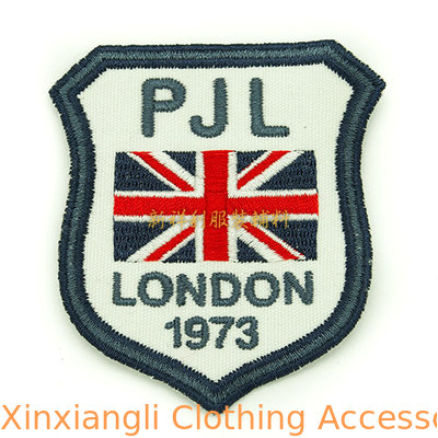 Classical Custom Made Embroidered Patches For Clothing / Hat Iron On Backing