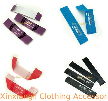 Ribbon Printed Brand Name Tags For Clothes , Custom Clothing Labels No Minimum