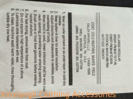 Fashion Printing Garment Care Labels Heat Cut Eco Friendly Customized Color