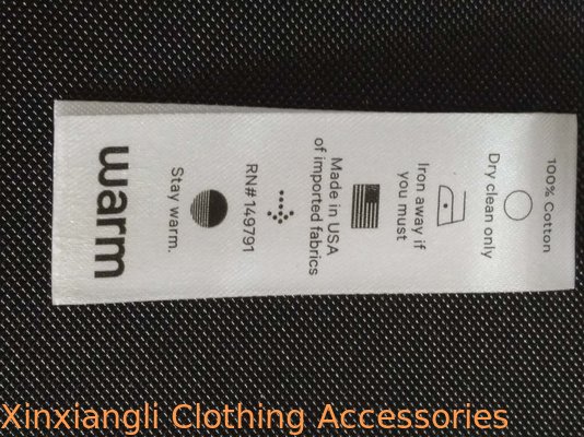 Washable Printing Apparel Care Labels , Laundry Tags For Clothes No Faded
