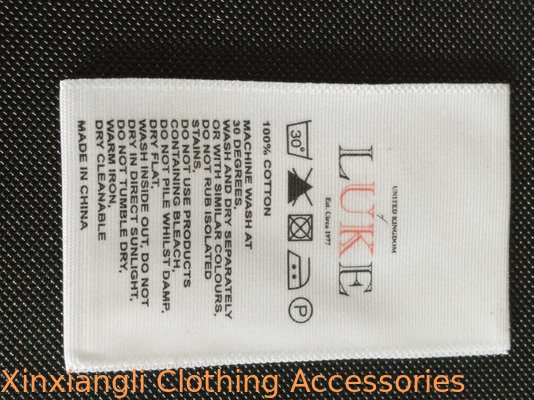 Washable Printing Apparel Care Labels , Laundry Tags For Clothes No Faded