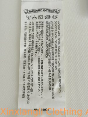 Nylon / Polyester / Cotton Garment Care Labels , Laundry Care Tags Customized