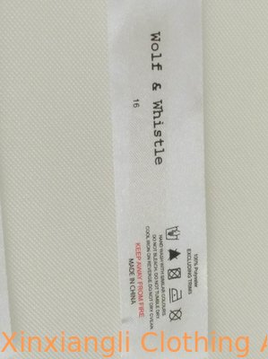 Durable Printing Garment Care Labels With Washing Symbols Ribbon Materials