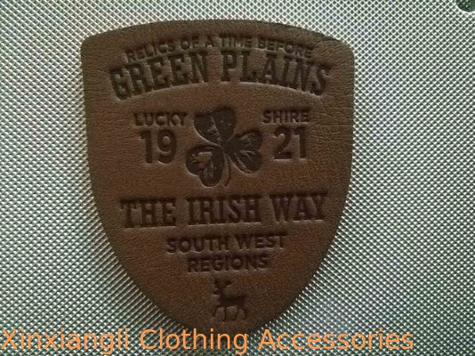 Black / Brown Color Custom Leather Clothing Labels For Kids Jeans / Denim / Sofa