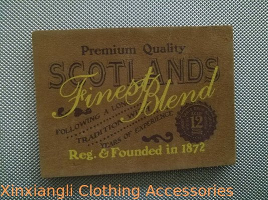 Debossed Custom Leather Tags For Clothing , Brand Logo Leather Labels Washable