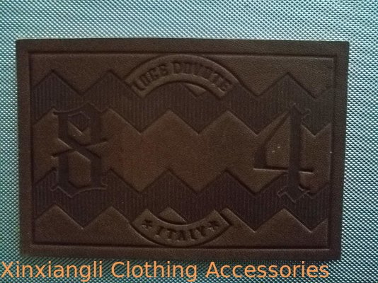 Brown Custom Leather Tags With Embossed Logo For Jackets And Jeans