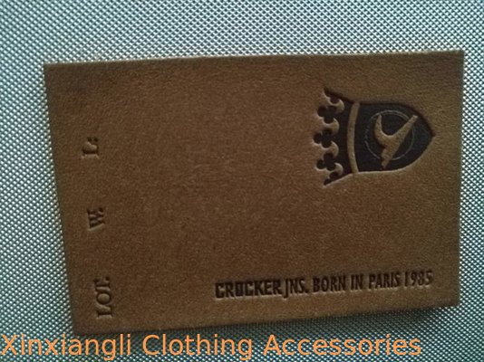 Brown Custom Leather Tags With Embossed Logo For Jackets And Jeans
