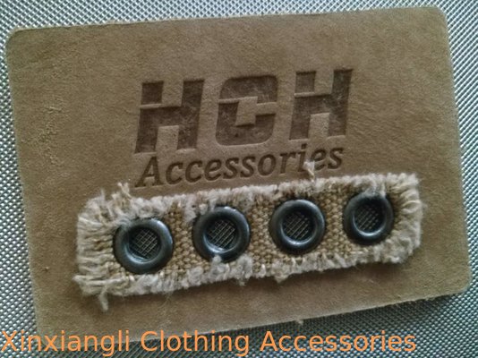 Faux Leather Patches For Clothing , Embossed Leather Tag Customized Size Shape