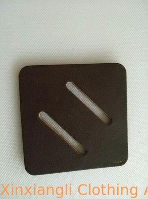 Black Brown Debossed Leather Patches With Custom Brand Logo For Decoration