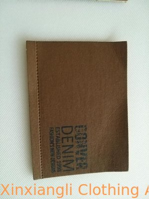 Black Brown Debossed Leather Patches With Custom Brand Logo For Decoration