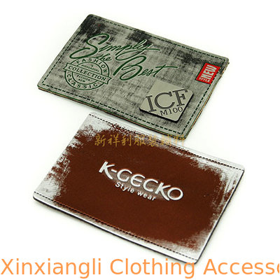 Durable Embossed Jeans Leather Patch , Fashion Custom Leather Badges