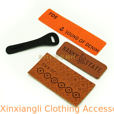 Custom Made Leather Patches With Debossed Logo Denim Jeans Accessories