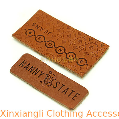 Custom Made Leather Patches With Debossed Logo Denim Jeans Accessories