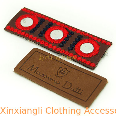 Hot Stamping Leather Patches For Clothing , Real Embossed Leather Labels