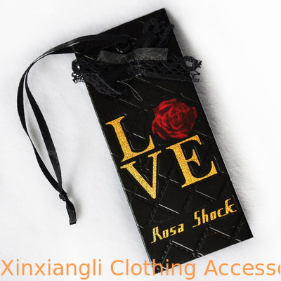 Coated Paper Material Clothing Hang Tags With Cotton String Print / Sewing Logo